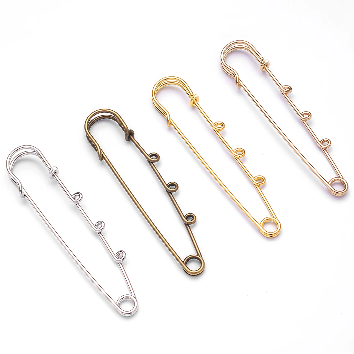 5/10PCS Metal Large Safety Pin Brooch Blank Base Brooches Pins 3 Rings ...