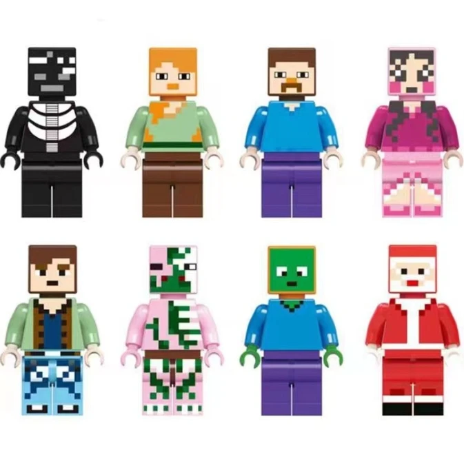 8pcs/set My World Game DIY Model Steve Characters Herobrine Pixel ...