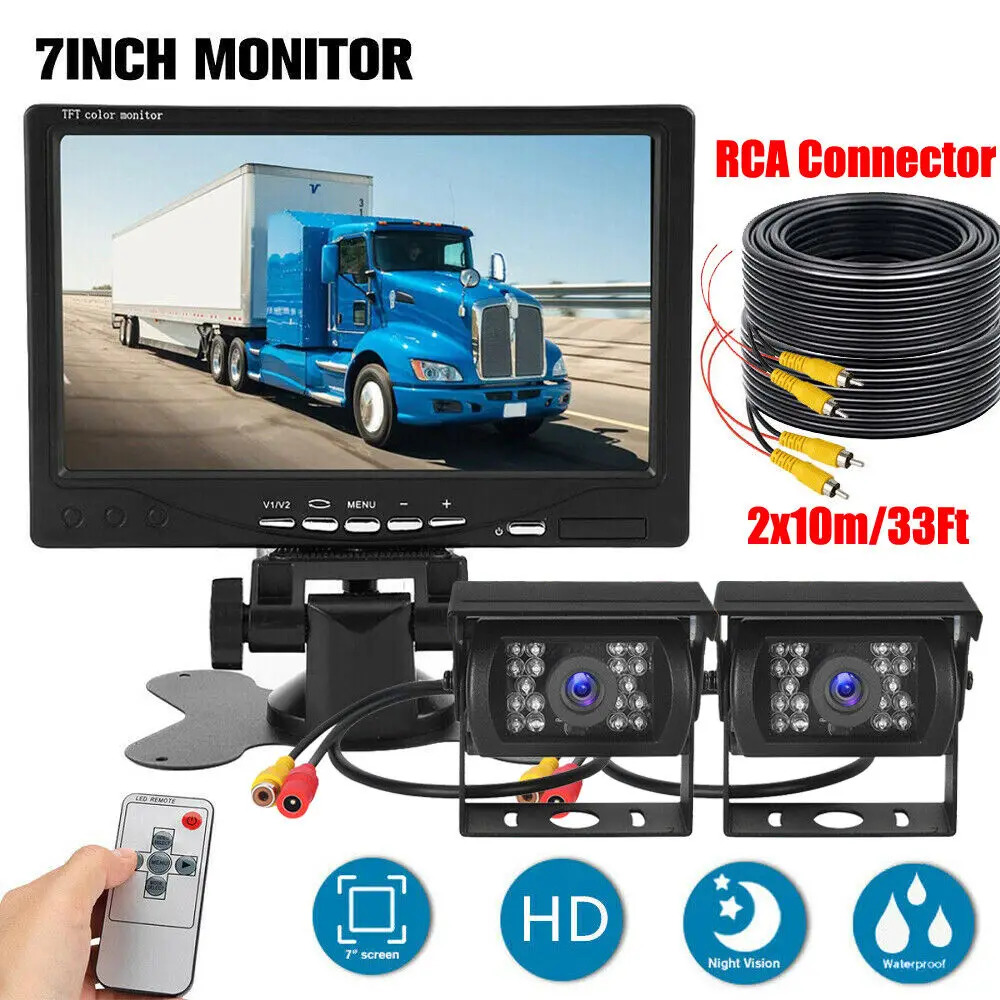 7-Monitor-Car-Truck-2-CCD-Rear-View-Backup-Reversing-Camera-Night ...