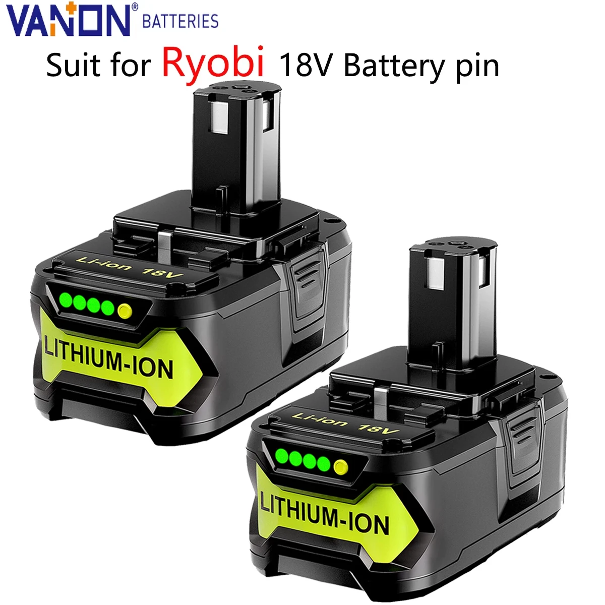 Vanon 2-Pack 18V P108 5.0Ah Lithium Battery Replacement for Ryobi 18V ...