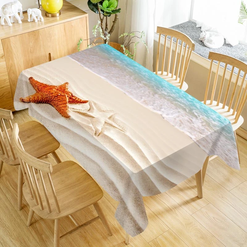 Sea Shells Beach Waterproof Tablecloth Holiday Party Decorations ...