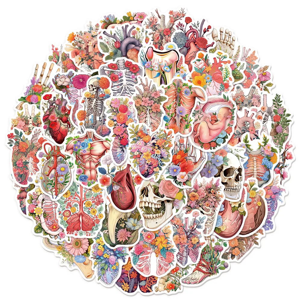 50PCS Organ Flower Stickers Phone Cases Laptop Water Cups Computer ...