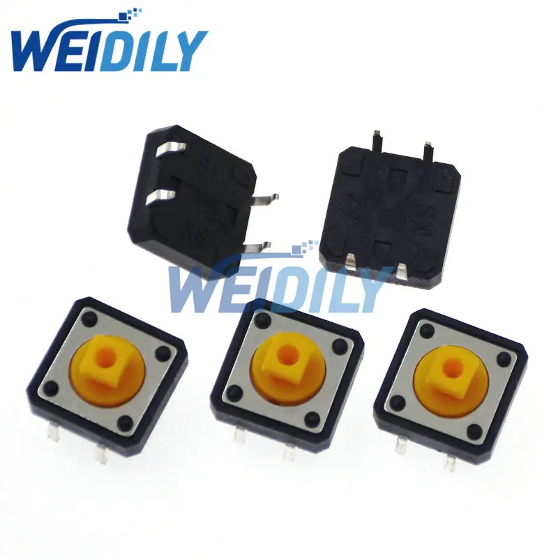 20pcs/lot 12x12x7.3 Mm Tactile Switches Yellow Square Push Button Tact ...
