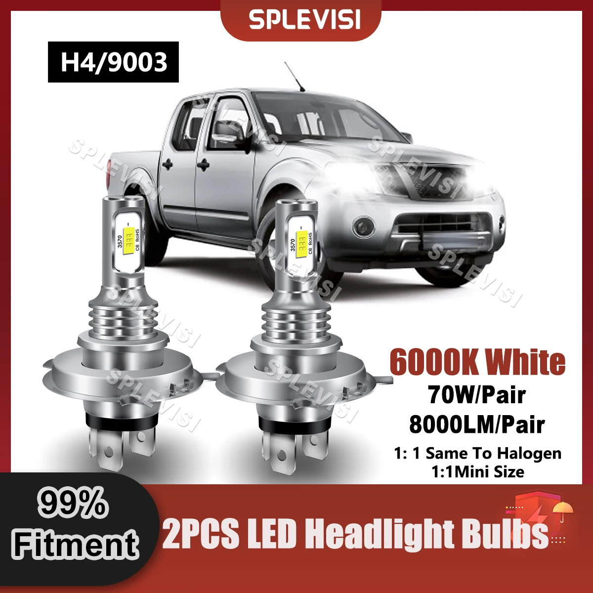 2PCS LED H4/9003 Headlight High Low Beam 9V-24V 8000LM For Nissan ...