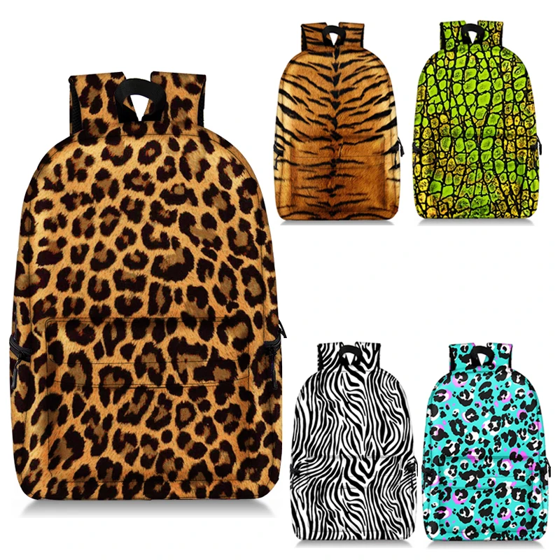 Tiger Leopard Crocodile Zebra Stripes Pattern Backpack Women Travel Bag ...