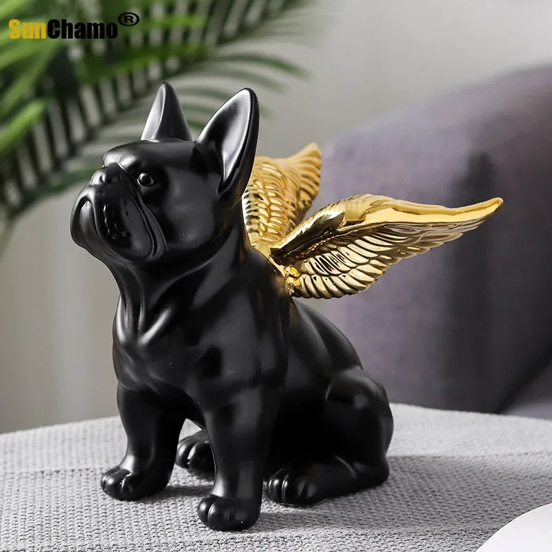 Simple-Modern-Home-Decoration-Accessories-Black-Gold-Bulldog-Ceramic ...