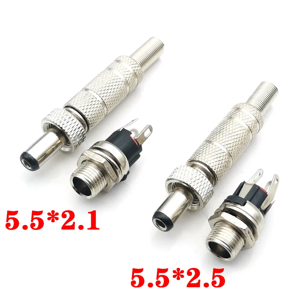 5pcs 5.5x2.5mm 5.5x2.1mm DC 12V Power Jack Male Plug Female Socket ...