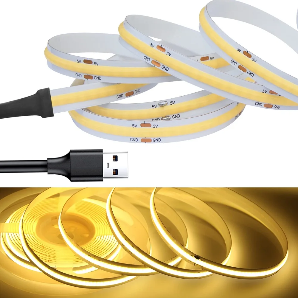 COB-LED-Strip-Light-USB-1M-5M-High-Density-Super-Bright-320LED-DC-5V ...