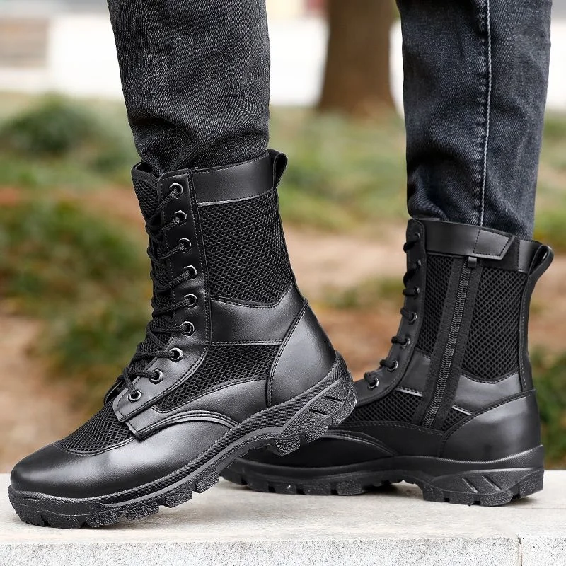 Summer-Breathable-Mesh-Microfiber-Boots-Fashion-Side-Zipper-Black-Lace ...