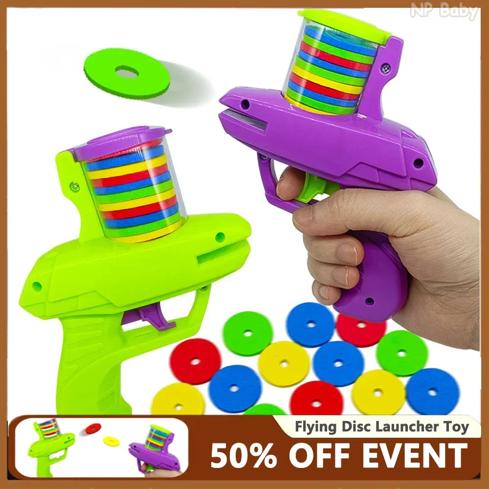 Foam-Flying-Disc-Shooting-Launcher-Gun-Kids-Outdoor-Game-Foam-Disc-Gun ...
