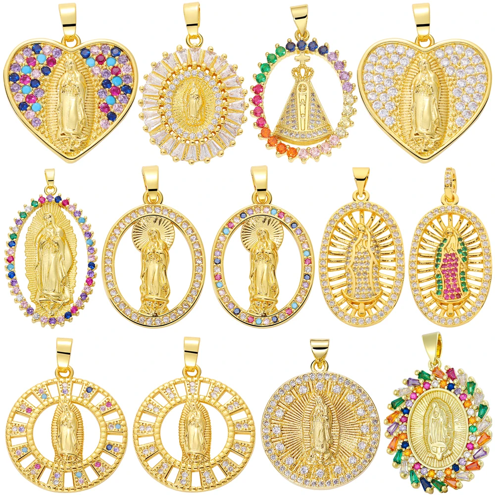 Juya Handmade Decoration 18K Real Gold Plated Saint Virgin Mary Charms ...
