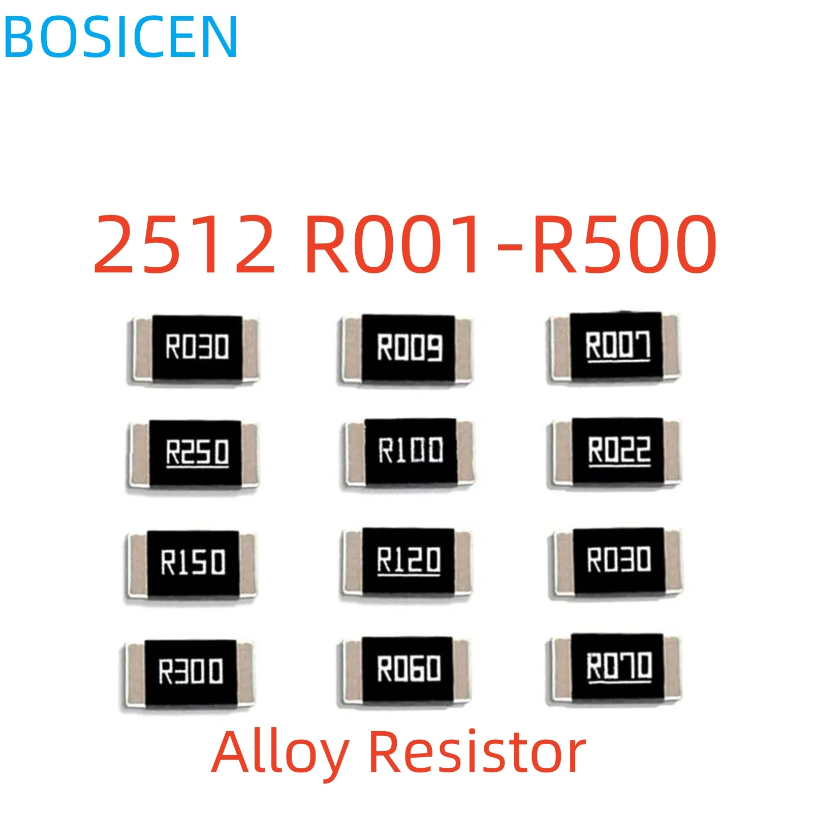 10PCS 2512 SMD Alloy Resistor 2W 1% R001 R002 R003 R004 R008 R009 R010 ...