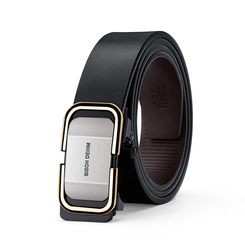BISON-DENIM-Automatic-Buckle-Male-Belt-Quality-Cowskin-Luxury-Leather ...