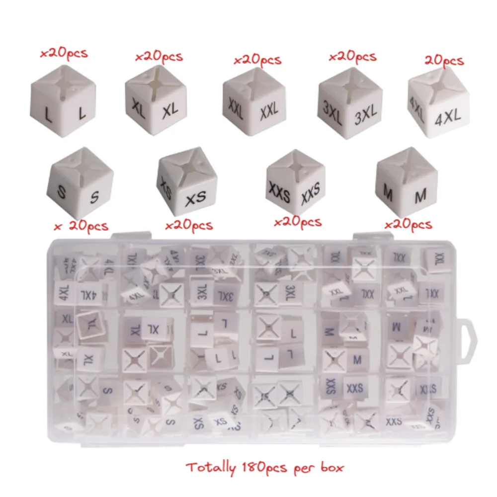 180pcs-Garment-Clothes-Marker-Size-Cubes-Coat-Hanger-Sizer-Tag-With ...