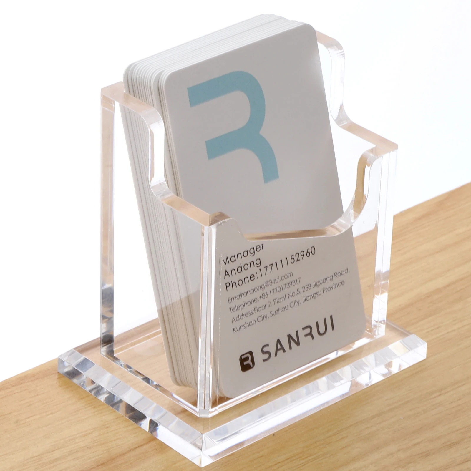 SANRUI-Business-Card-Holder-for-Desk-Vertical-Card-Display-Stand-Clear ...