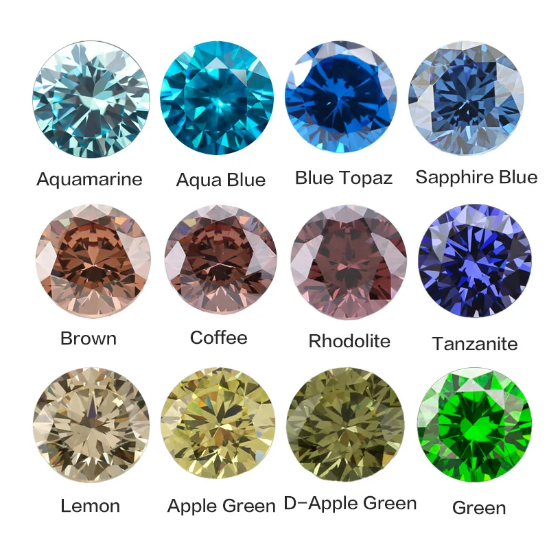 1-0-10-0mm-5A-Seablue-Green-Coffee-Dark-Blue-Cubic-Zirconia-Stone-Round ...