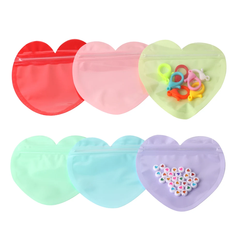 10pcs/Lot Plastic Ziplock Pouch Heart Shape Resealable Smell Proof Bags ...
