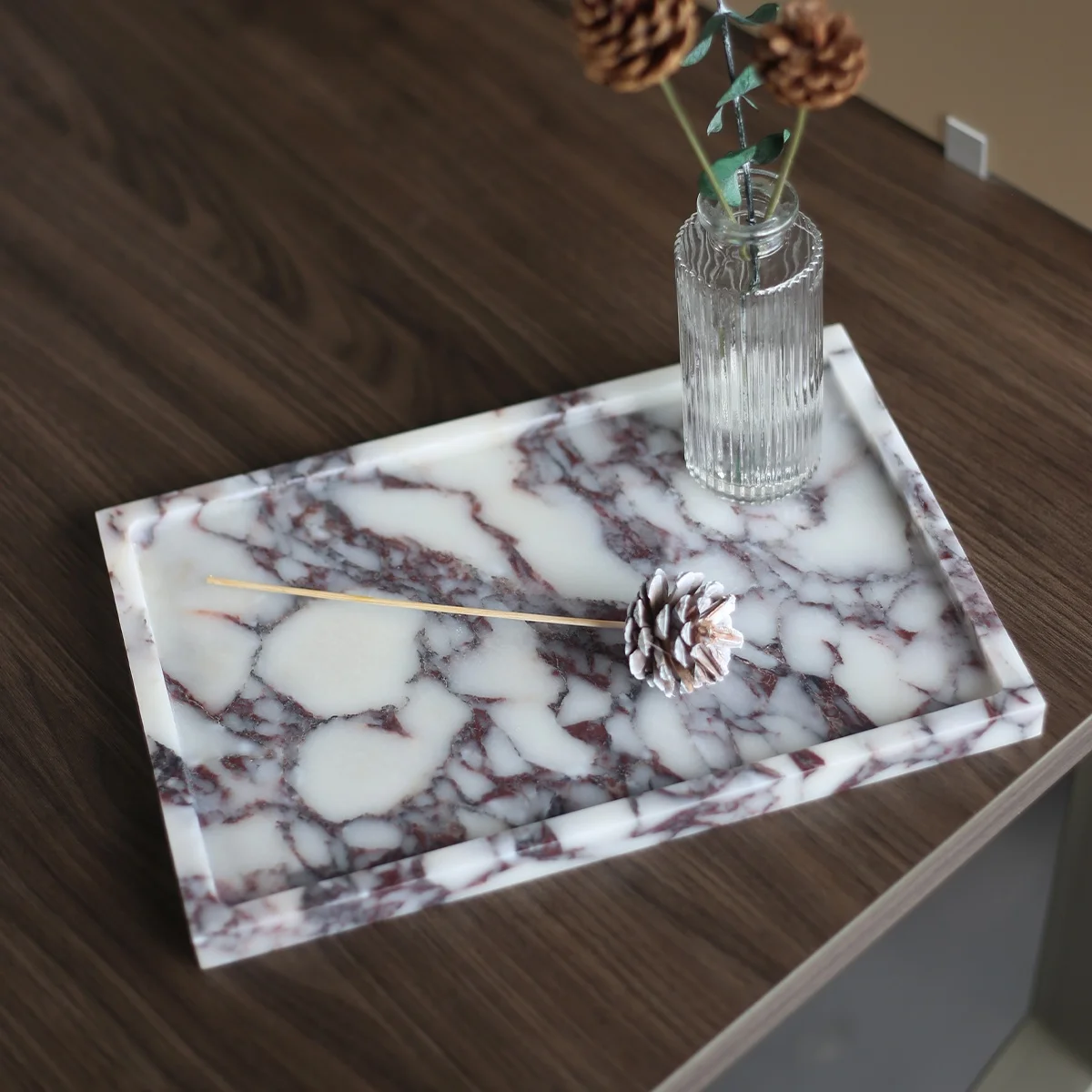 30x20x1.8cm Natural Marble Rectangular Tray for Home Decor Storage ...