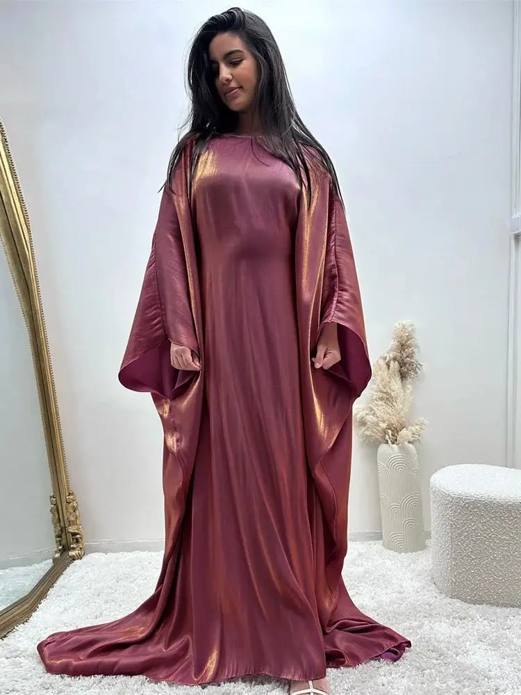 Satin Batwing Abaya Maxi Dress - Modest Hijab
