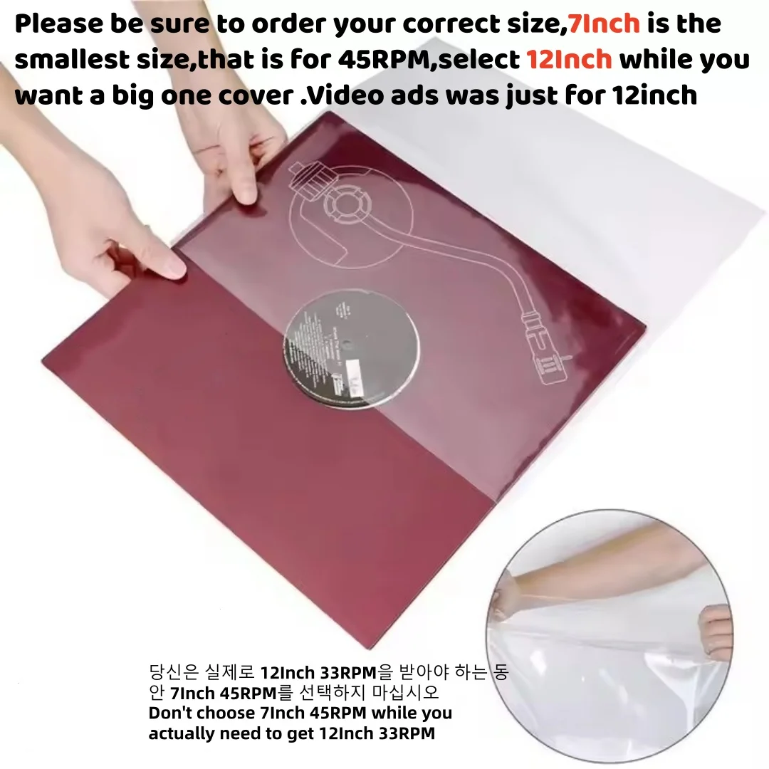 50-Pack Premium Vinyl Record Sleeves Plastic Protective Storage Cover ...
