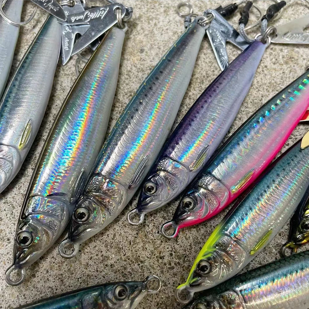 40G60G80G Saltwater Fishing Lure 3D Metal Jig Shore Jigging Slow Drag ...