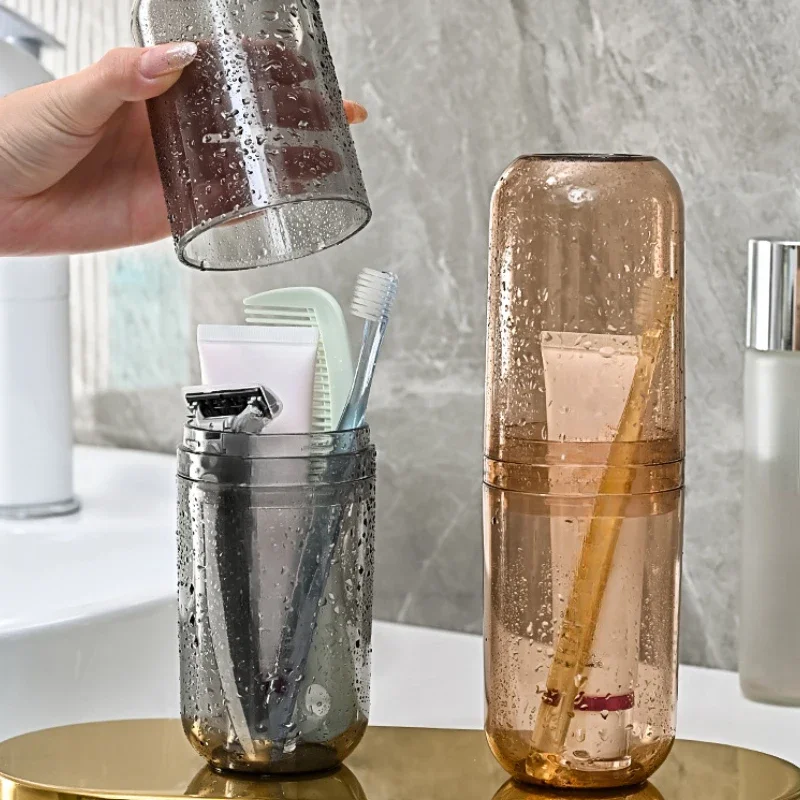New-Transparent-Toothpaste-Toothbrush-Holder-with-Wash-Cup-Portable ...