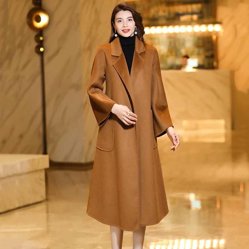 New-Women-Autumn-Winter-Caramel-Double-faced-Woolen-Coat-Elegant ...