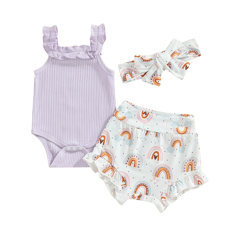 Pudcoco-Infant-Baby-Girls-Shorts-Set-Sleeveless-Romper-with-Rainbow ...