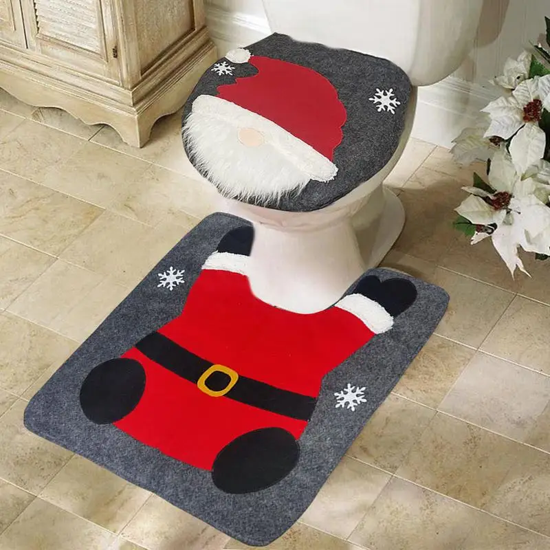 Christmas-Ornaments-Christmas-Toilet-Seat-Cover-And-Rug-Set-Cartoon ...