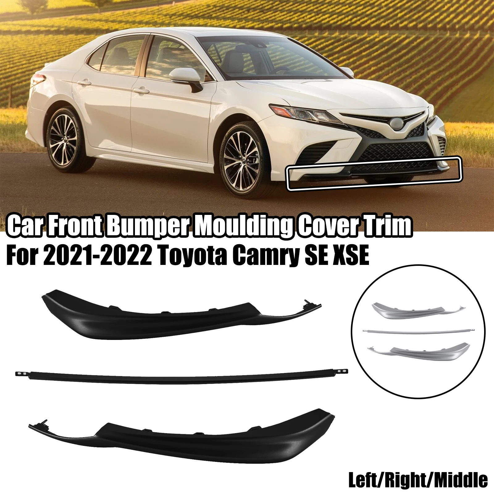 For-2021-2022-Toyota-Camry-SE-XSE-Car-Front-Bumper-Moulding-Cover-Trim ...