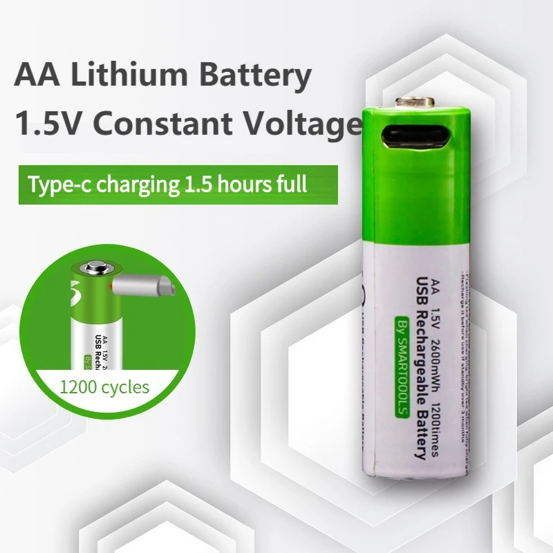 1-5V-AA-2600mWh-Rechargeable-Lithium-Battery-Quick-Charging-Type-C-Port ...