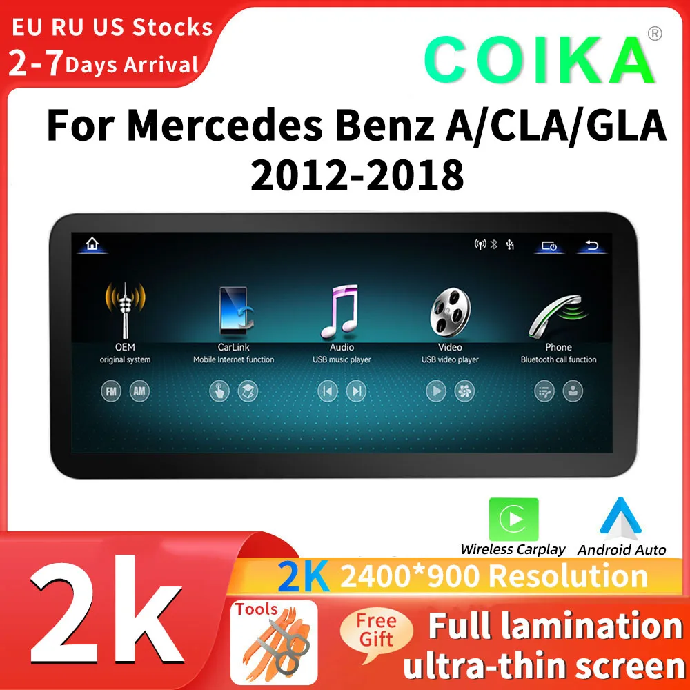 COIKA 12.8 Carplay Screen For Mercedes Benz A CLA GLA 2012-2018 Touch ...