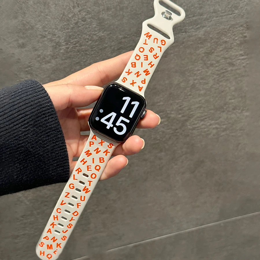 INS-Silicone-Concave-Alphabet-Strap-For-Apple-Watch-49-45-44-42-41-40 ...
