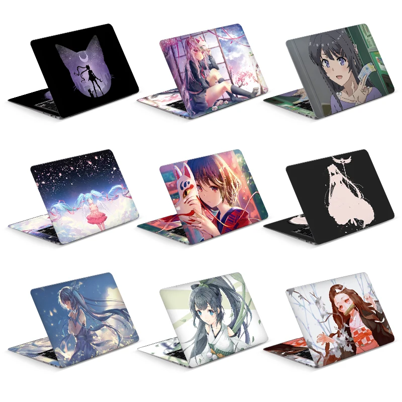 DIY Anime Cover Laptop Skins Sticker 2pcs 13.3"14"15.6"17.3" Notebook ...
