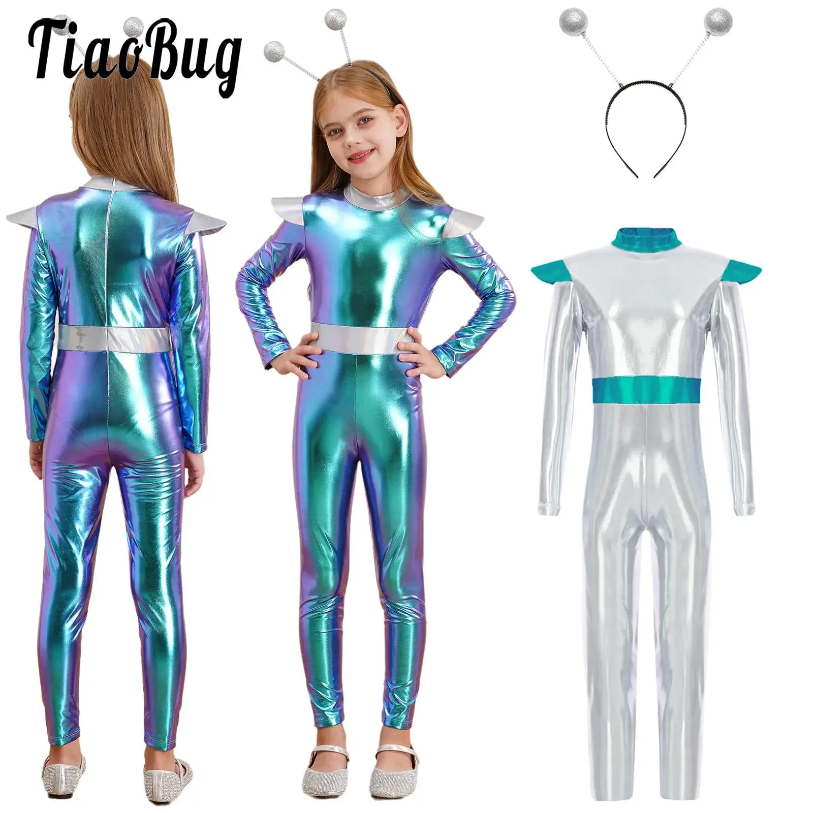 Girls Boys Alien Cosplay Costume Robot Spacemen Astronaut Long Sleeve ...