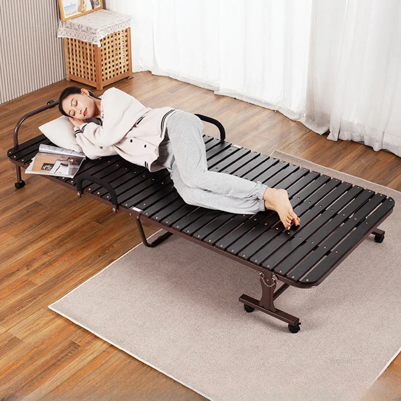Nordic-Folding-Bed-for-Bedroom-Solid-Wood-Reinforced-Movable-Hard-Board ...