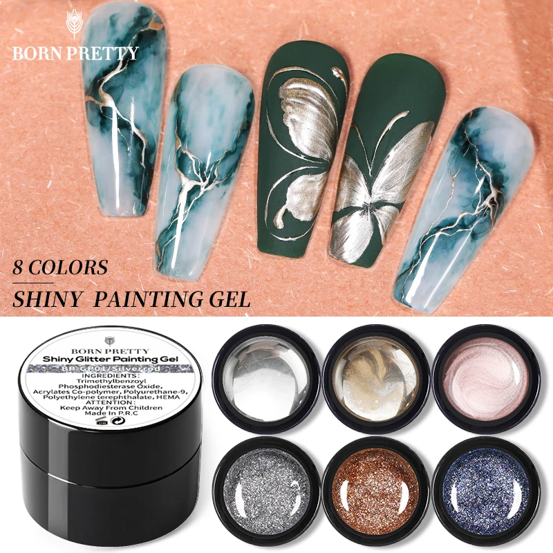 Born Pretty 5ml Metallic Painting Gel Polish Sparkling Soak Off Gel ...