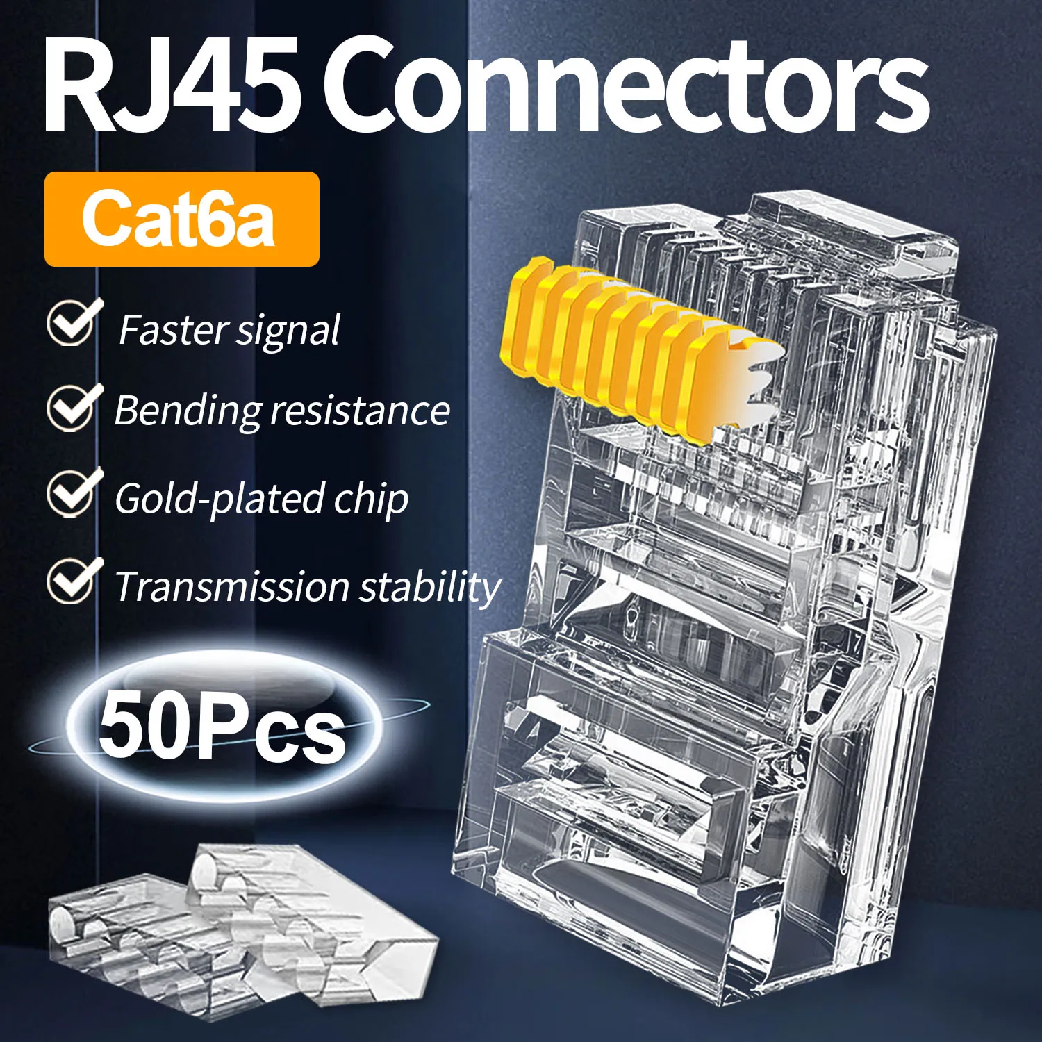 Cat6a-RJ45-Connector-8P8C-Modular-Plug-UTP-Crimp-Crystal-Head-50Pcs ...