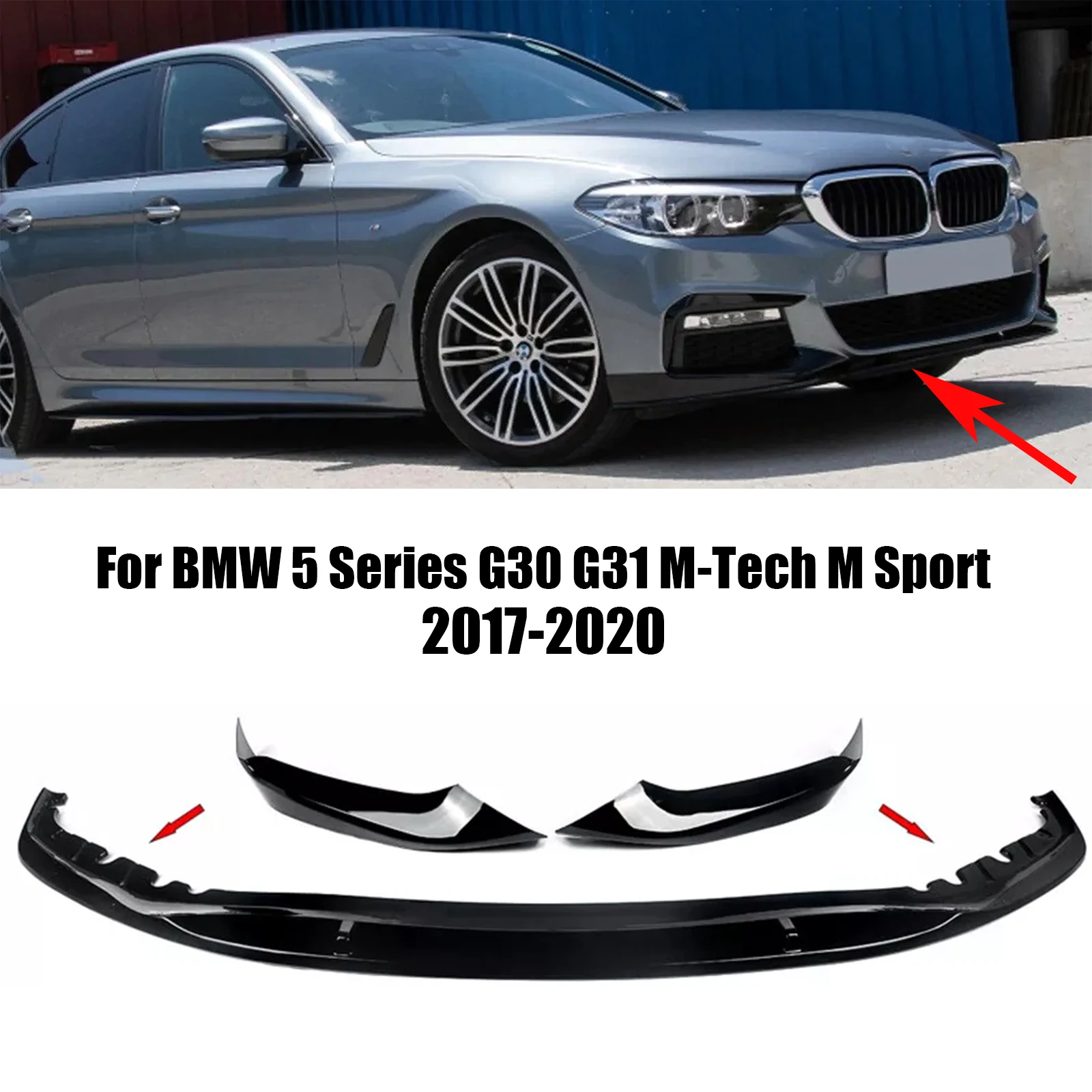 For BMW 5 Series G30 G31 M-Tech M Sport 2017-2020 Car Front Bumper Lip ...