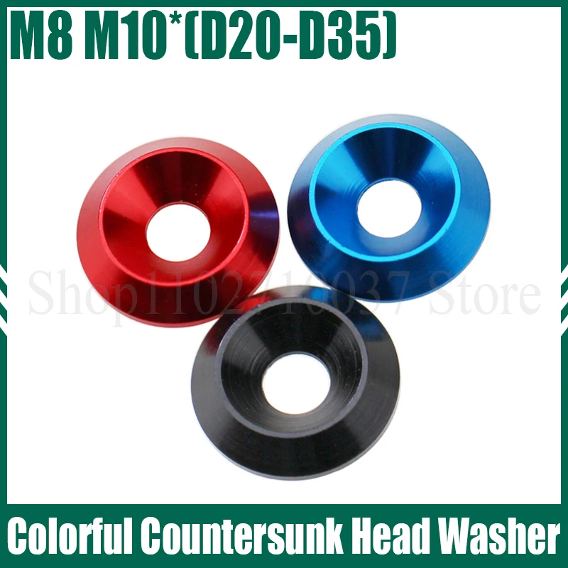 1-10PC M8 M10 Colorful Aluminum Alloy Countersunk Washer Gasket Concave ...