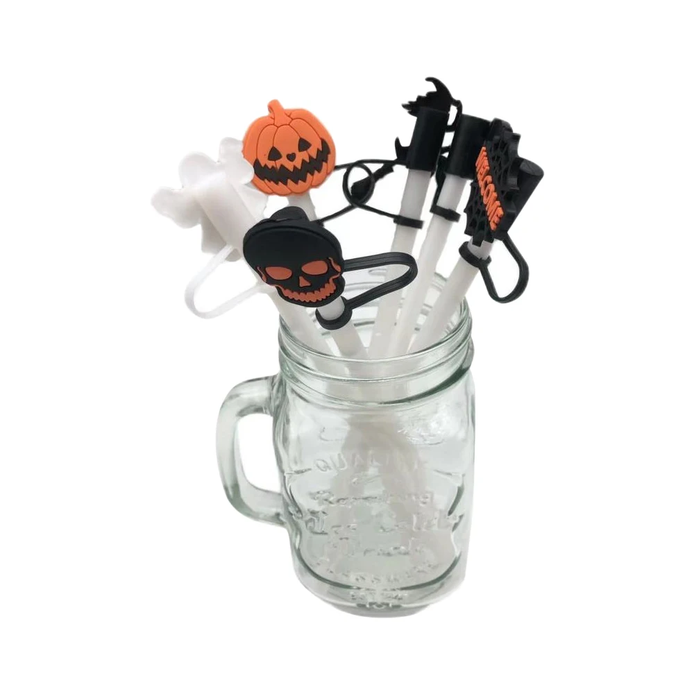 Halloween-Silicone-Straw-Stoppers-Reusable-Airtight-Drinking-Dust-Cap ...
