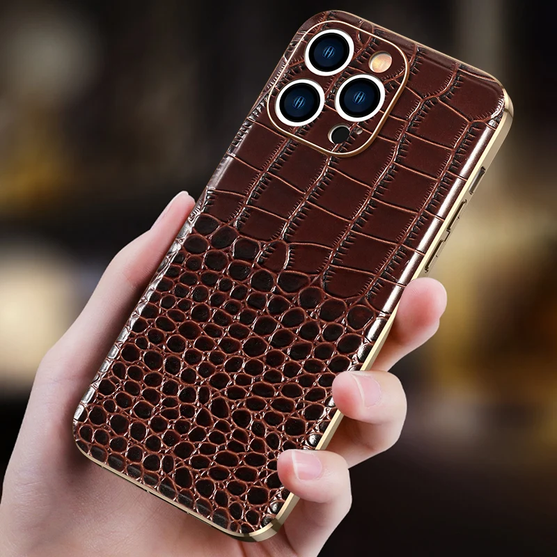 Luxury Genuine Leather Phone Case with Soft Edges and Shockproof Camera ...