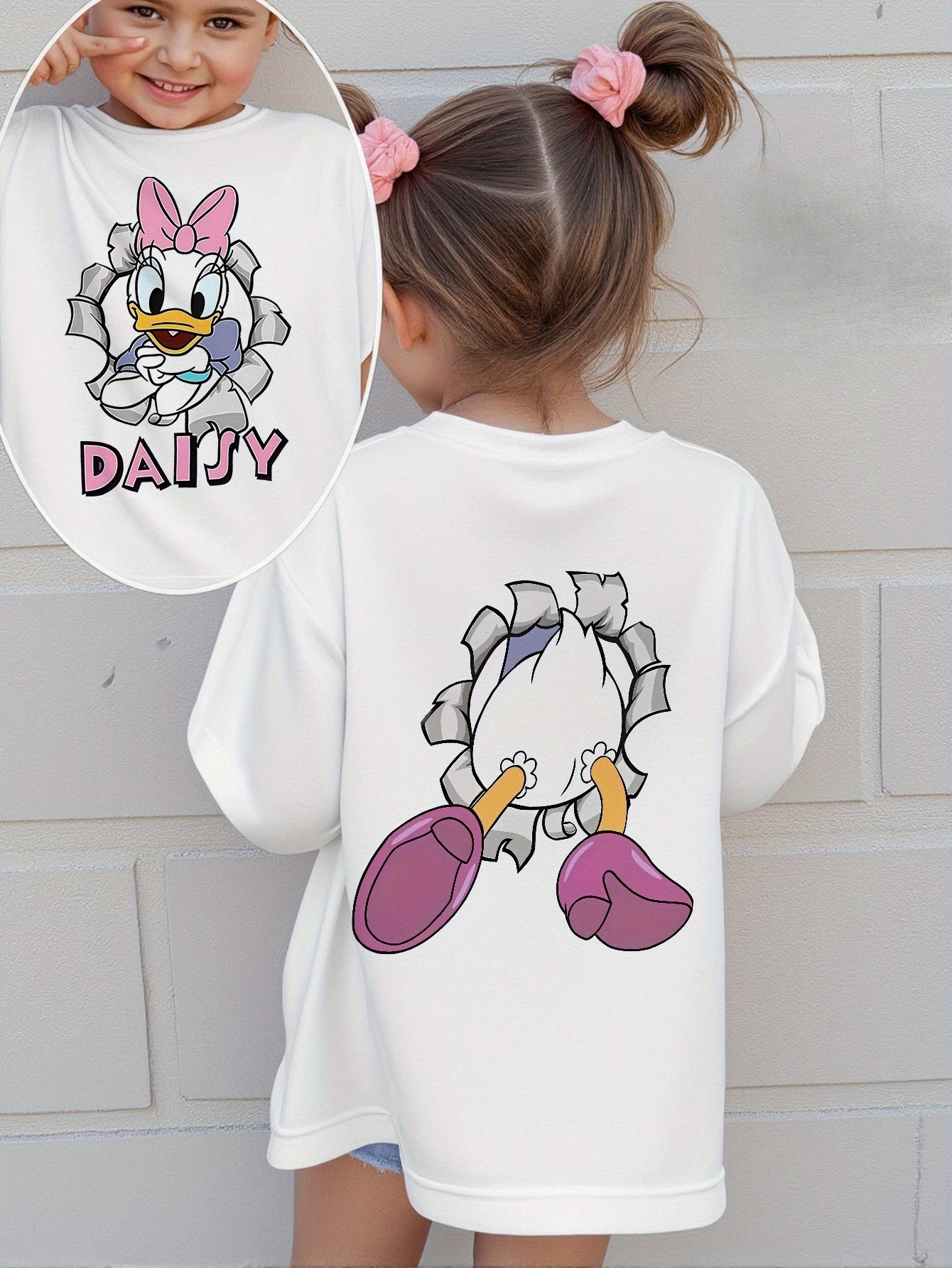 Kids' Double-Sided Cute Duck Print T-Shirt Oft 100% Cotton Short Sleeve ...