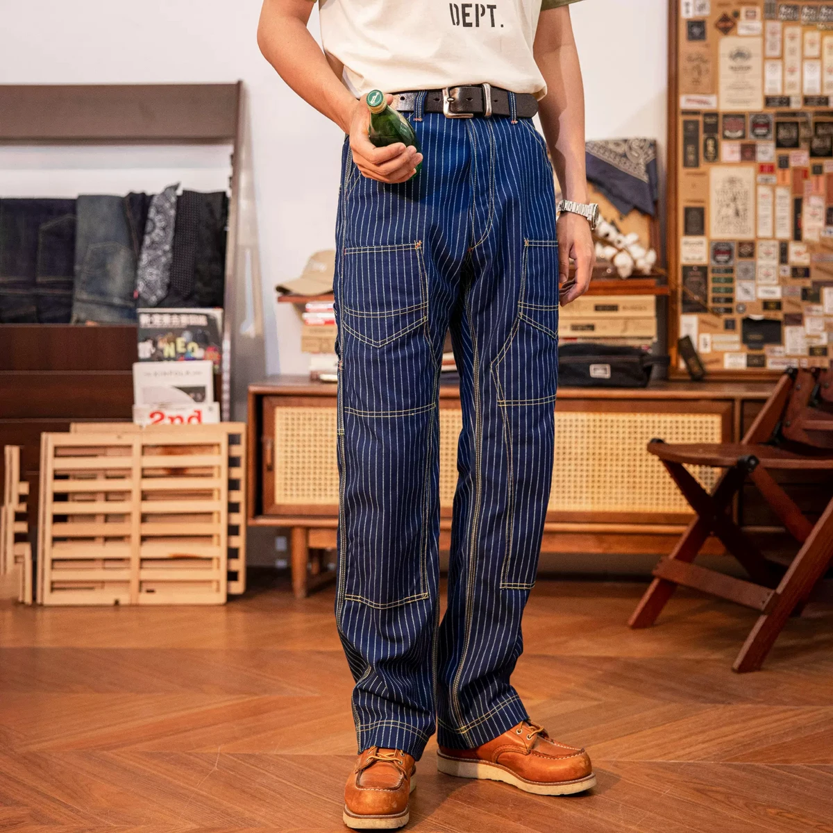 Red-Tornado-Derrickman-Indigo-Wabash-Trousers-Vintage-Railroad-Stripe ...