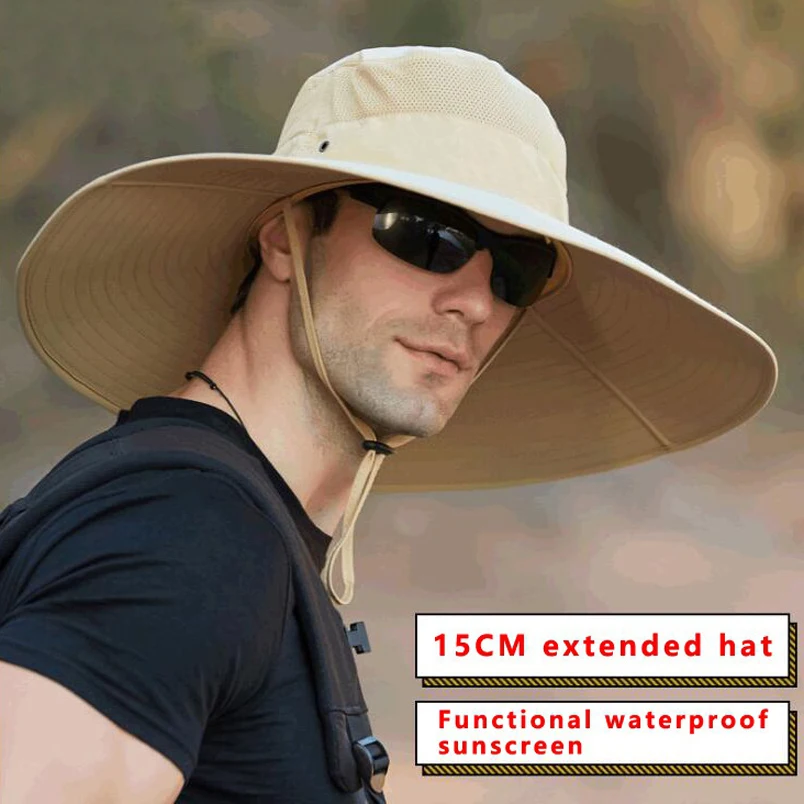 Unisex-High-Quality-15CM-Big-Wide-Brim-Men-s-Fishing-Hat-Solid-Color ...