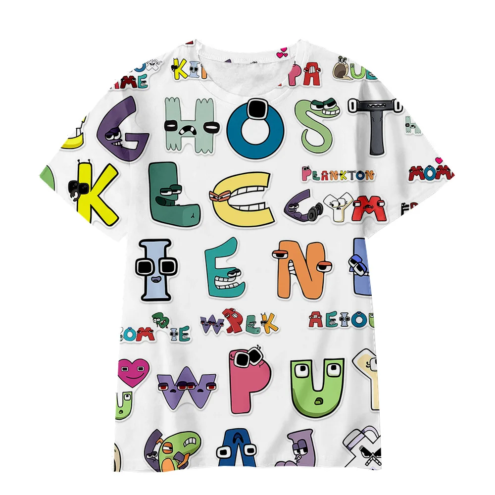 Alphabet Lore Cartoon English Letters Children's T Shirts | Alphabet ...