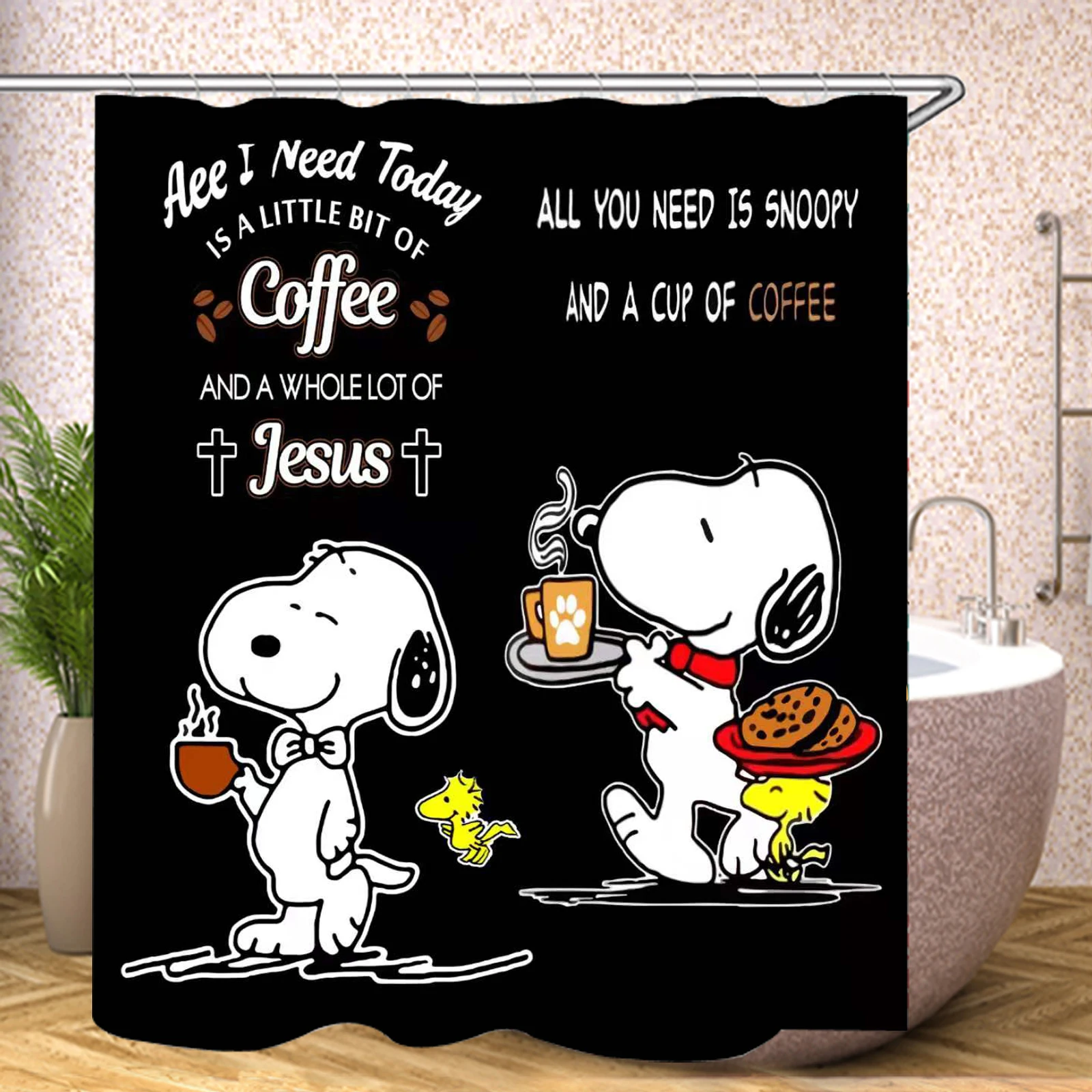 Snoopy-Shower-Curtain-Waterproof-Bathroom-Accessories-Sets-Full-Set ...