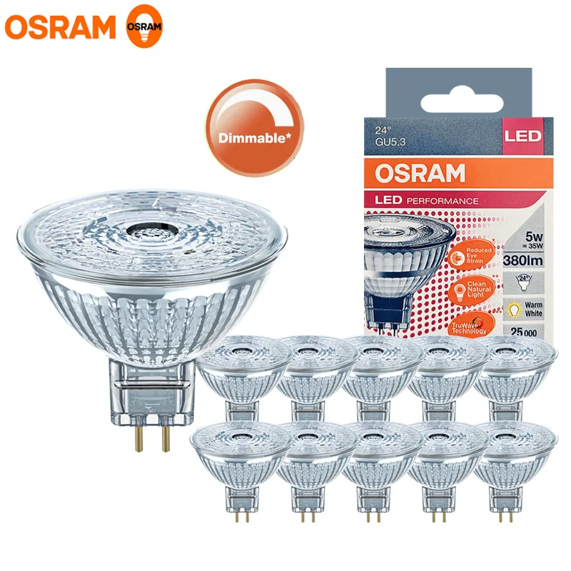OSRAM LED PERFORMANCE MR16 35 24° 36° 5W 12V GU5.3 Dimmable 927 2700K ...