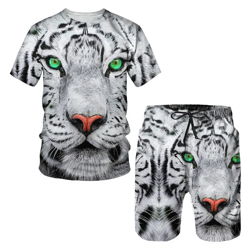 Summer-Tiger-Clothes-Suits-2-piece-Casual-T-Shirts-Short-Pants-Sets-For ...