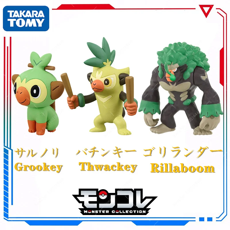 TAKARA-TOMY-Genuine-Pokemon-Anime-Figure-Grookey-Thwackey-Rillaboom-MS ...